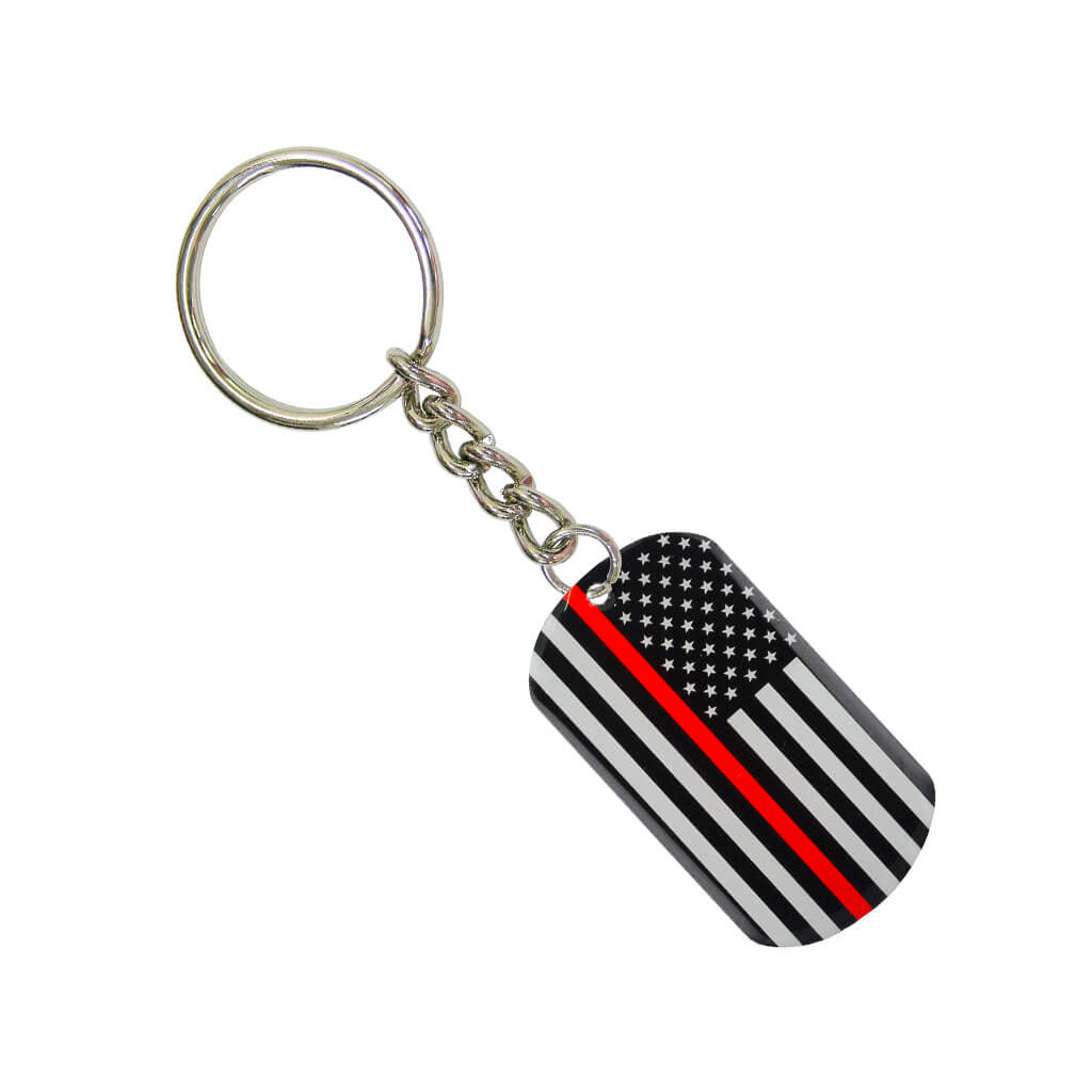 USA Thin Red Line Dog Tag Keychain - The FASNY Museum of Firefighting